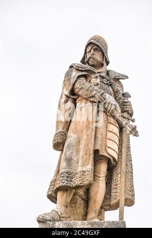 Statue of Hussite military leader Jan Zizka from Trocnov in Caslav ...