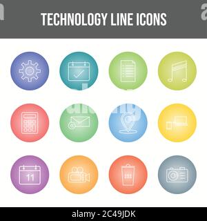 Unique Technology Line Icons Set Stock Vector Image & Art - Alamy
