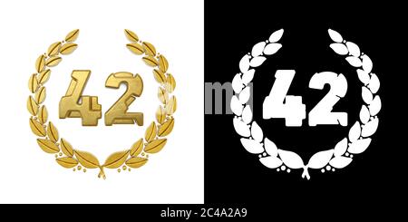42 gold number 3d illustration render Stock Photo - Alamy