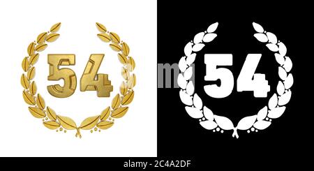 Golden number fifty-four (54 years) on white background with pattern ...