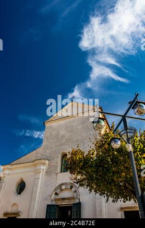 the main square of Ravello, with its ancient Duomo, in the province of ...