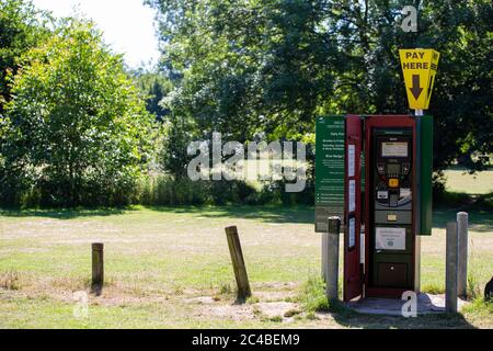 Pay and display ticket machine. Teston Bridge Country Park, Kent. UK ...