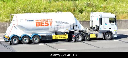 Hanson Heidelberg cement bulk tanker trailer and lorry with raised axle ...