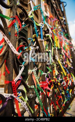 Colorful ribbons with colors yellow and blue green with colorful ...
