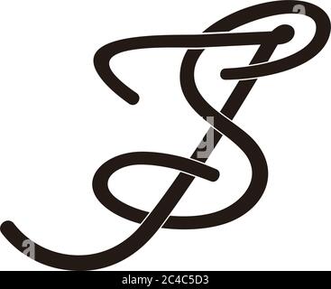 JS Letter Logo With Black Lines Design. Line Letter Symbol Vector ...