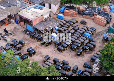 Mumbai, India/June 24, 2020: Aerial view of Appa Pada slum in Malad ...