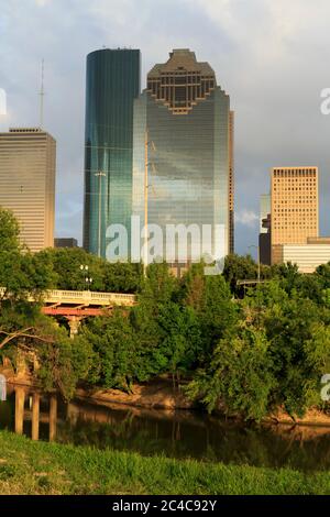 Sabine Bridge & Houston skyline,Texas,USA Stock Photo - Alamy