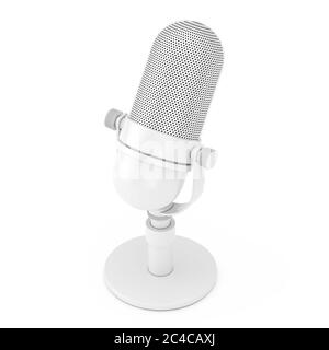 Vintage White Microphone in Clay Style on a white background. 3d ...