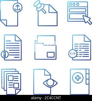 bundle of documents files office icons vector illustration design Stock ...