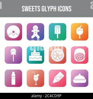 12 Sweets Vector Icons in One Set Stock Vector Image & Art - Alamy