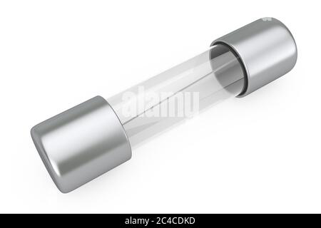 Glass Capsule Fuse of Electrical Protection Component on a white ...