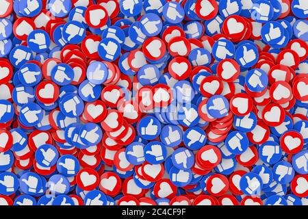 Heap of Social Media Network Love and Like Heart Badges Coins ...