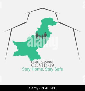 Coronavirus cell with Pakistan flag and map. Stop COVID-19 sign ...