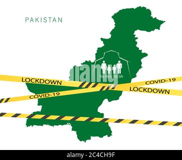 Coronavirus cell with Pakistan flag and map. Stop COVID-19 sign ...