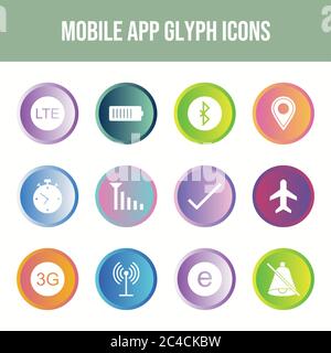 Unique Mobile Apps Icons Set Stock Vector Image & Art - Alamy