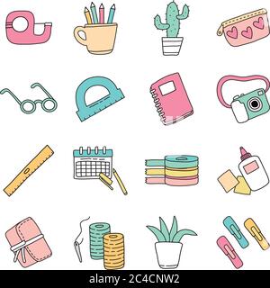 bundle of scrapbooking set icons vector illustration design Stock ...