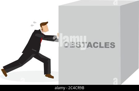 Overcome challenge vector illustration: resilient businessmen with ambitious goals climbing ...