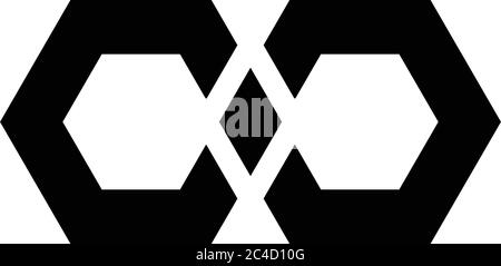 Black infinity symbol icon - hexagonal shape. Simple flat vector design ...