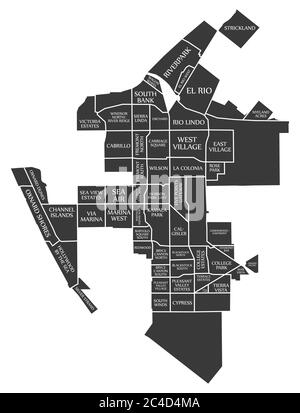 Modern City Map - Oxnard California city of the USA with neighborhoods ...