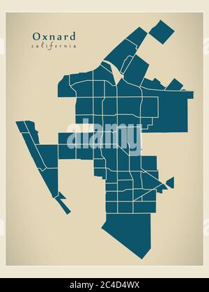 Modern City Map - Oxnard California city of the USA with neighborhoods ...