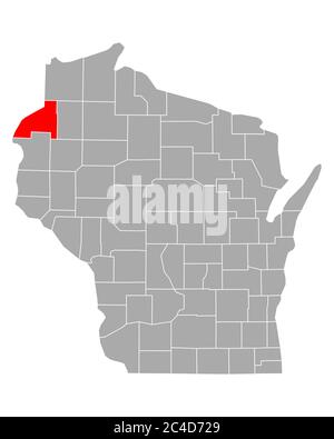 Map of Burnett in Wisconsin Stock Photo - Alamy