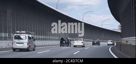 Vehicles driving through Higashi Kanto Expressway, Tokyo, Japan Stock ...