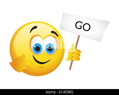 Emoticon with Stop Sign- A Cartoon Illustration of an Emoticon with a ...