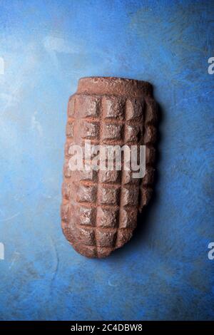 Piece of a hand grenade used in the Spanish civil war Stock Photo - Alamy