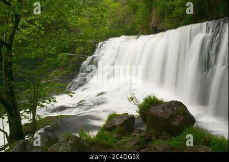 Sgwd Clun-Gwyn Waterfall, Four Waterfalls Walk, Brecon Beacons, Wales ...