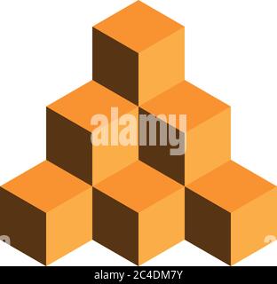Pyramid of gold cubes. 3D vector illustration isolated on white ...