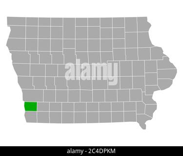 Map of Mills in Iowa Stock Photo - Alamy