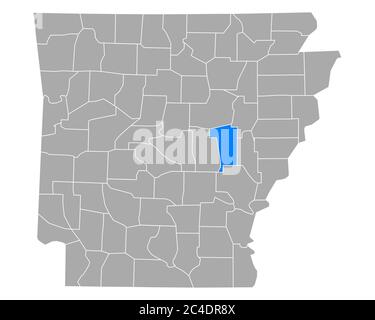 Map of Prairie County, Arkansas Stock Photo - Alamy