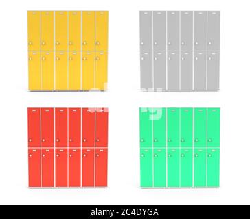 White lockers. Two row section of lockers for schoool or gym Stock ...