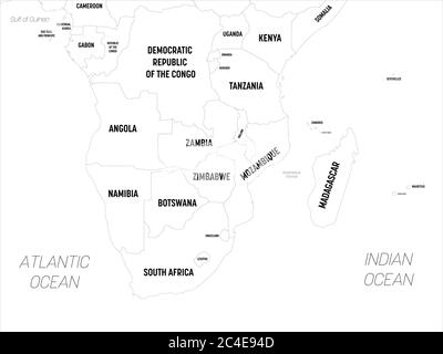Southern Africa map. High detailed political map of southern african ...