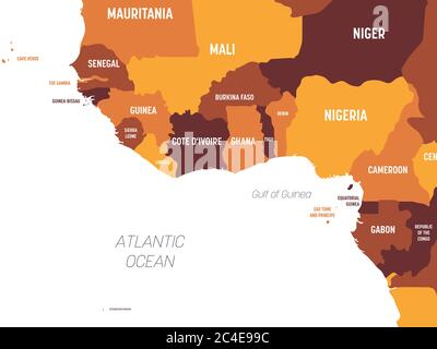 Africa map - brown orange hue colored on dark background. High detailed ...