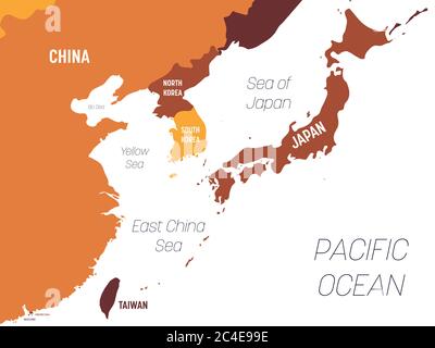 China map - brown orange hue colored on dark background. High detailed ...