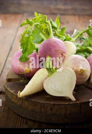 Turnip vegetable with root and leaf cross section high in dietary fibre ...