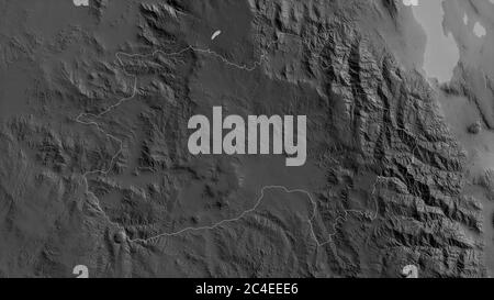 Debub, region of Eritrea. Grayscaled map with lakes and rivers. Shape ...