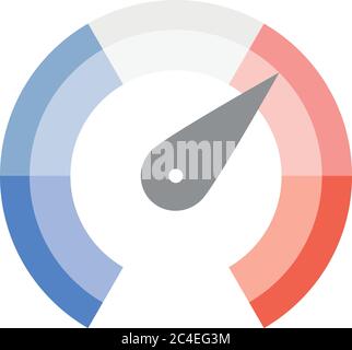 Radial gauge scale from red to green with arrow hand pointer ...