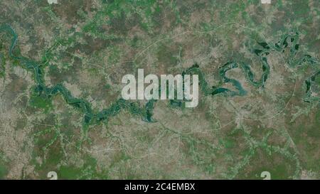 Outlined shape of the Gambia area. Satellite imagery. 3D rendering ...
