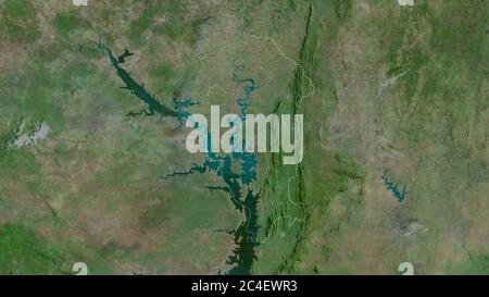 Oti, region of Ghana. Satellite imagery. Shape presented against its ...