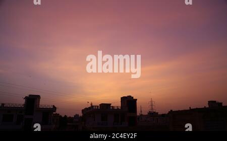 Beawar, Rajasthan, India, June 26, 2020: Sky over buildings wears ...