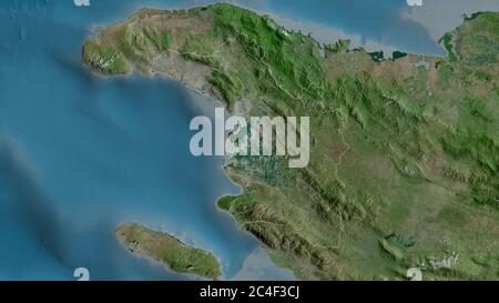 L'Artibonite, department of Haiti. Satellite imagery. Shape presented ...
