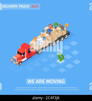 cartoon container moving on road, cargo transportation Stock Photo - Alamy