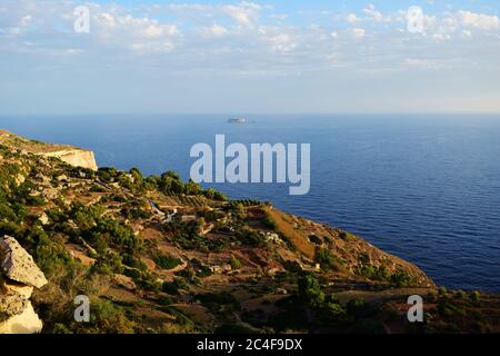The island of Filfla outside the coast of Malta as seen through the ...