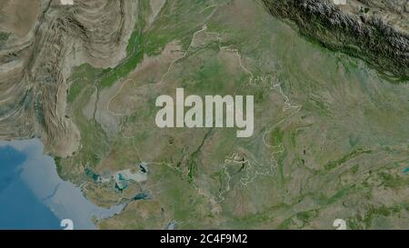 Rajasthan, state of India. Satellite imagery. Shape presented against ...