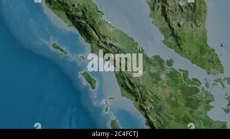 Sumatera Utara, province of Indonesia. Satellite imagery. Shape ...