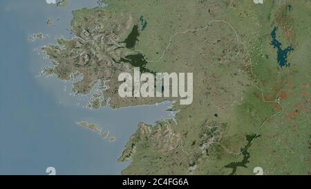 Galway, county of Ireland. Satellite imagery. Shape presented against ...