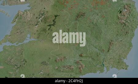 Tipperary, county of Ireland. Satellite imagery. Shape presented ...