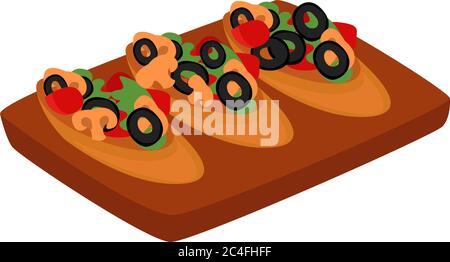 Bruschetta drawing vector drawing. Delicious food on a white background ...